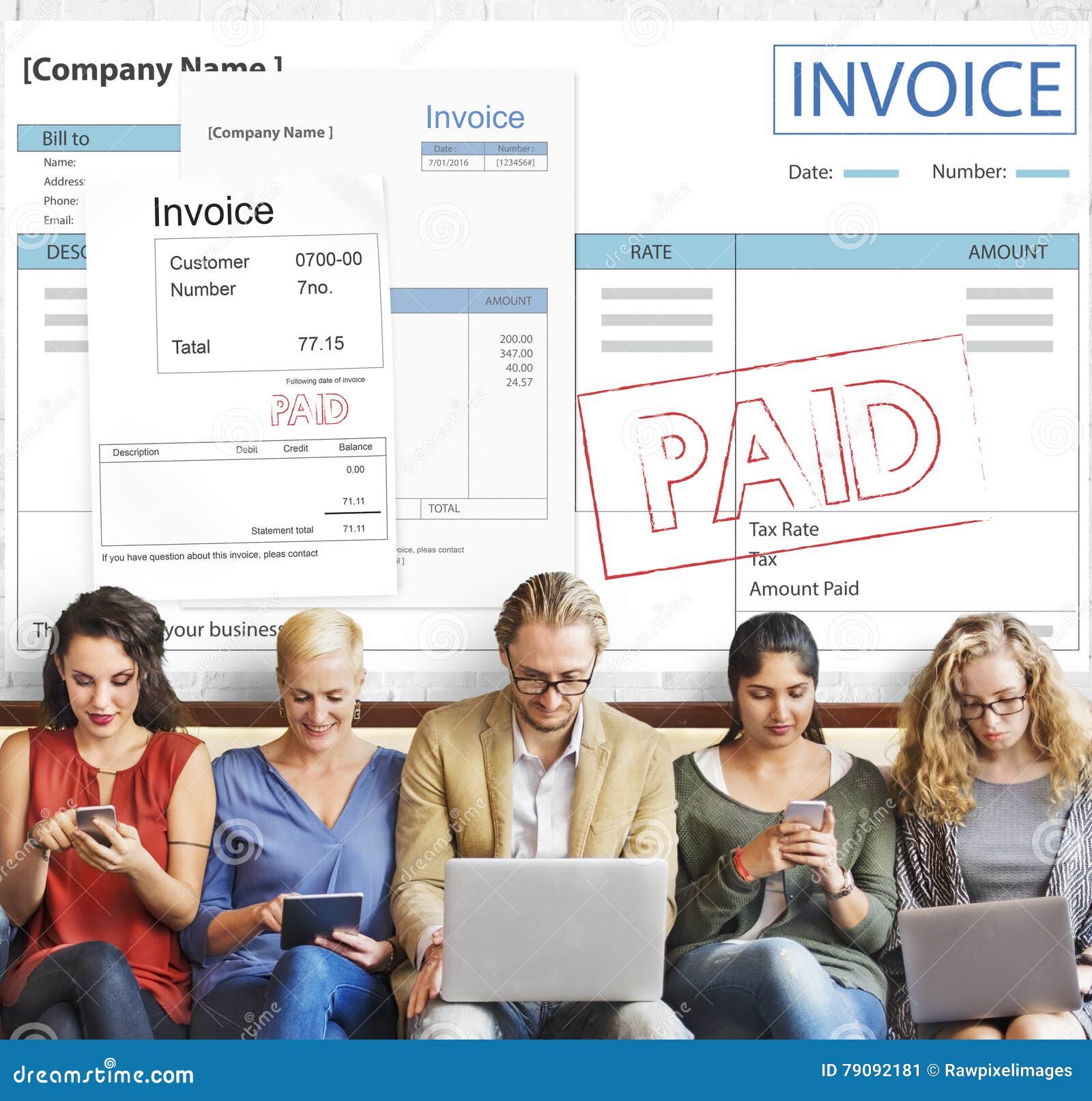 Invoice Bill Paid Payment Financial Account Concept Stock Image - Image ...