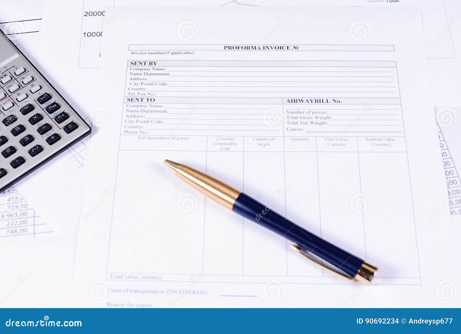 Invoice Signature Pen Calculator Desktop Stock Photos - Free & Royalty ...