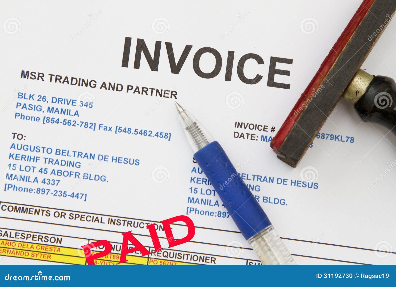 Invoice stock photo. Image of stamp, account, letter - 31192730