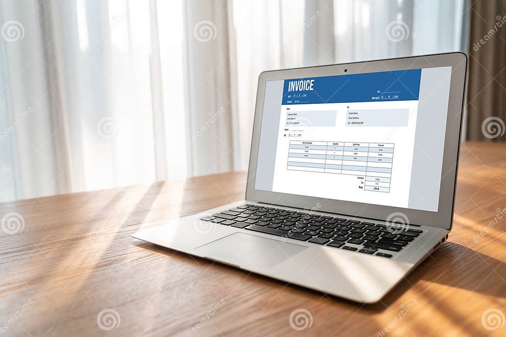 Invoice on Computer Screen from Accounting Application. Snugly. Stock ...