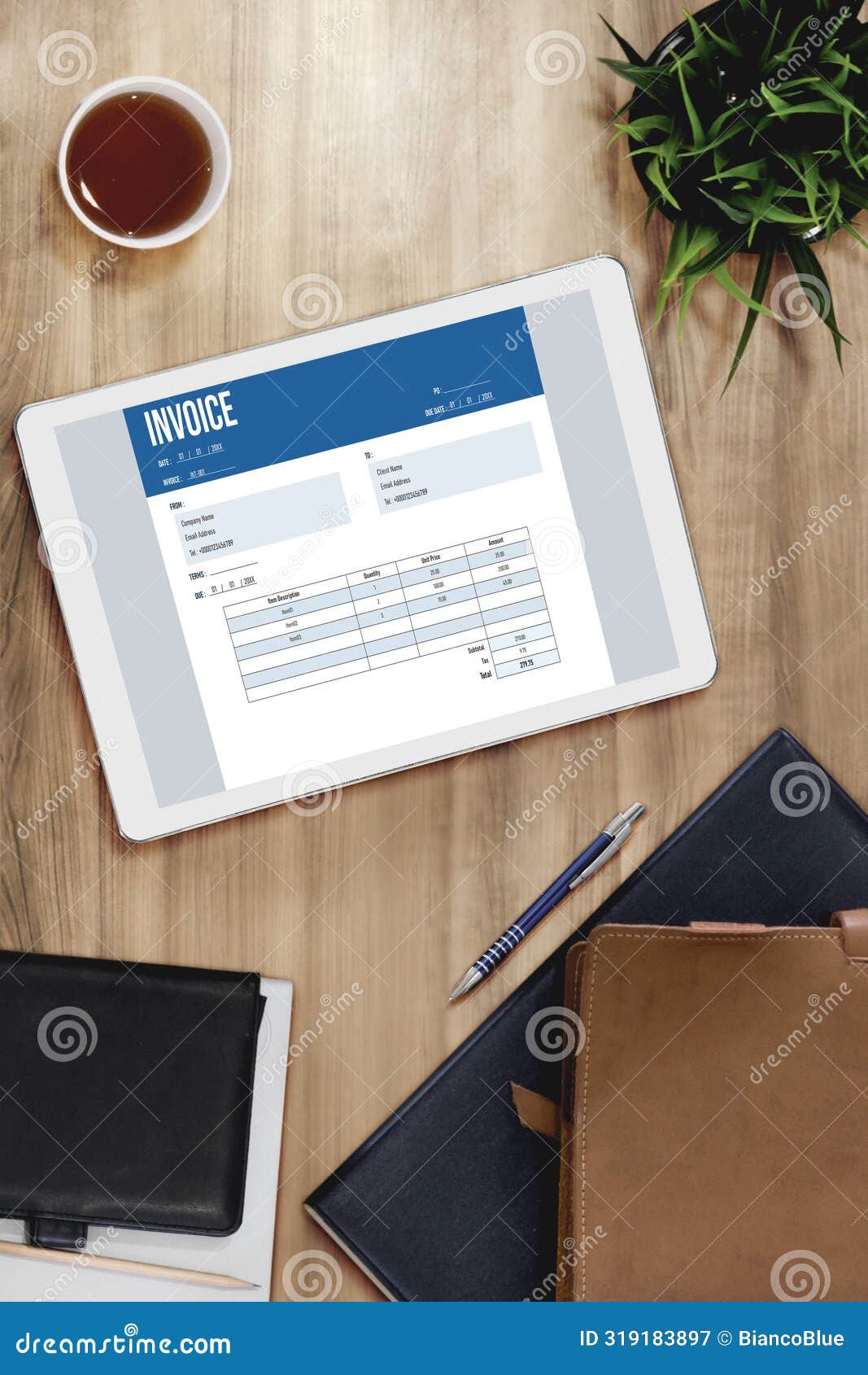 Invoice on Computer Screen from Accounting Application. Snugly. Stock ...