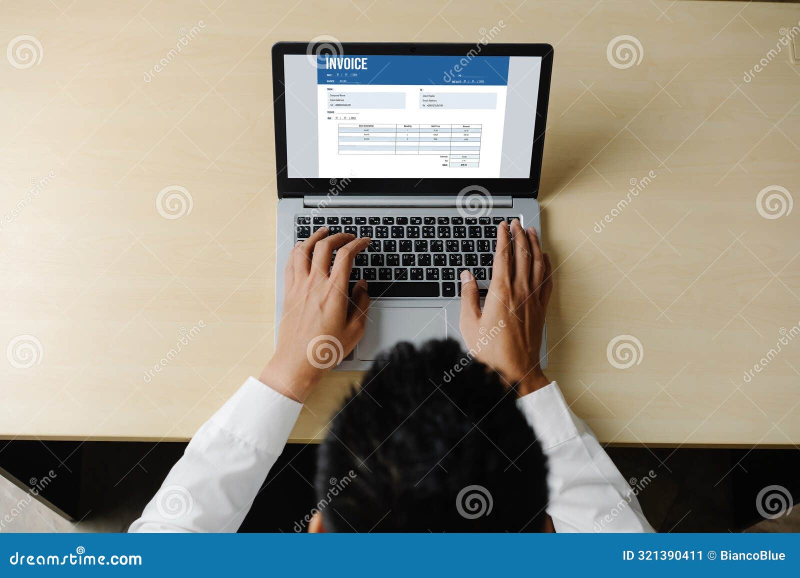 Invoice on Computer Screen from Accounting Application. Snugly. Stock ...