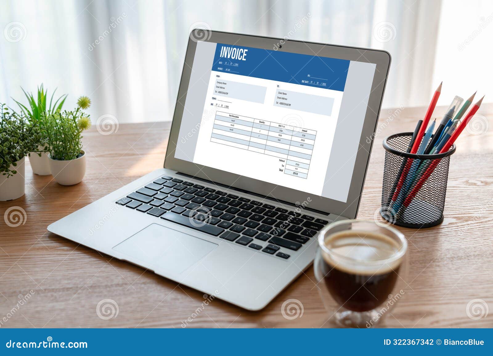 Invoice on Computer Screen from Accounting Application. Snugly. Stock ...