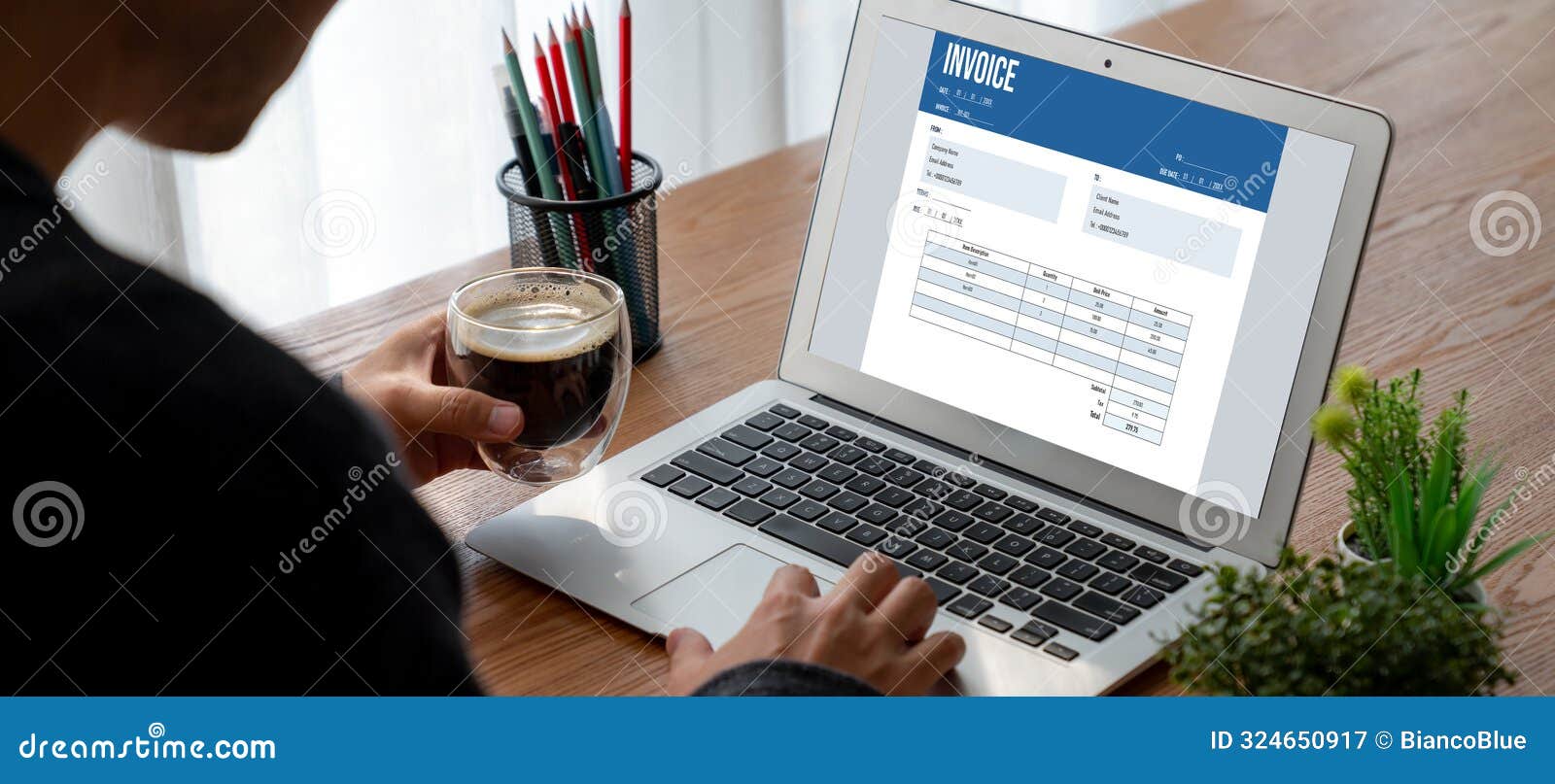 Invoice on Computer Screen from Accounting Application. Snugly. Stock ...