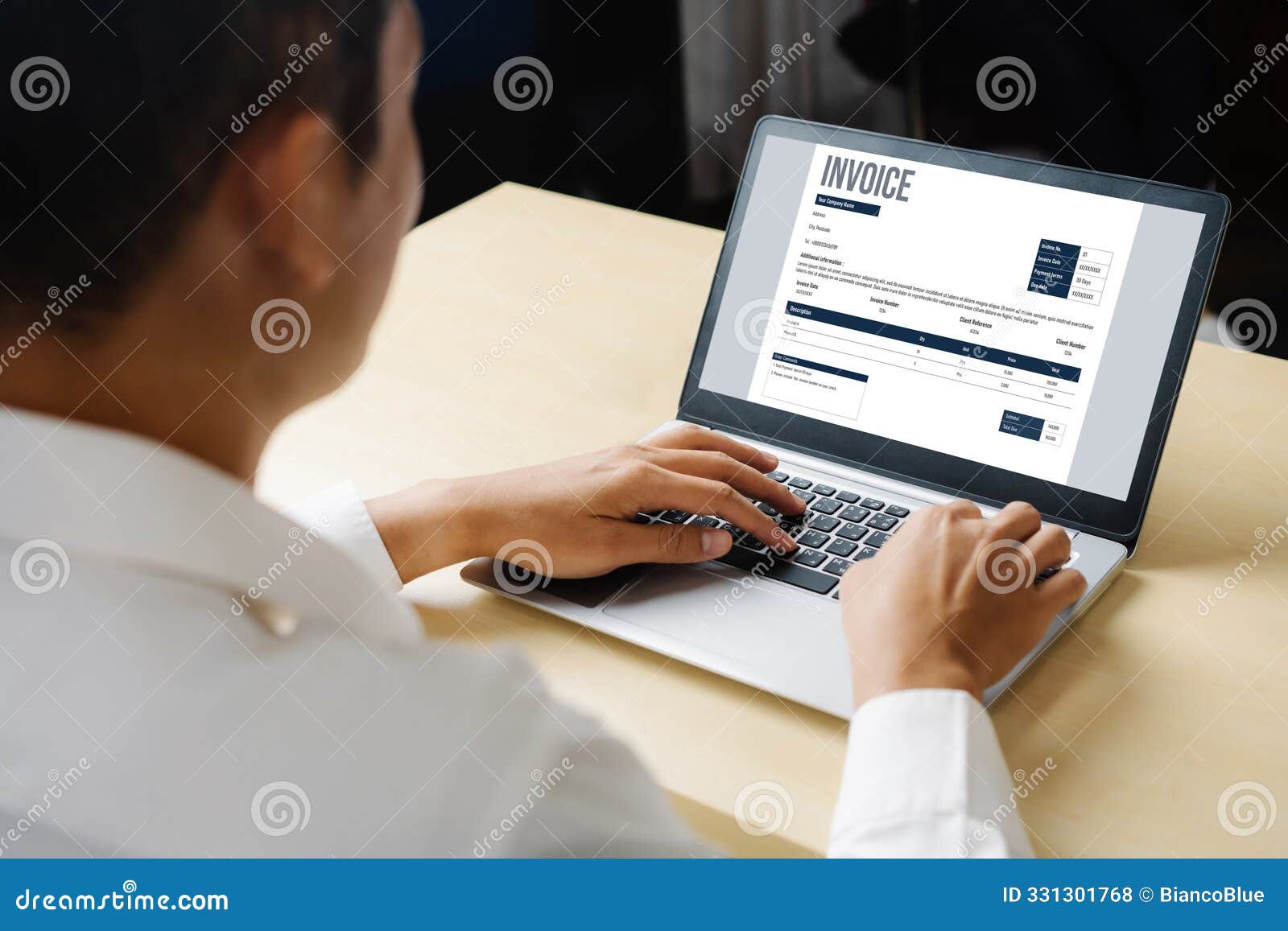 Invoice on Computer Screen from Accounting Application. Snugly. Stock ...