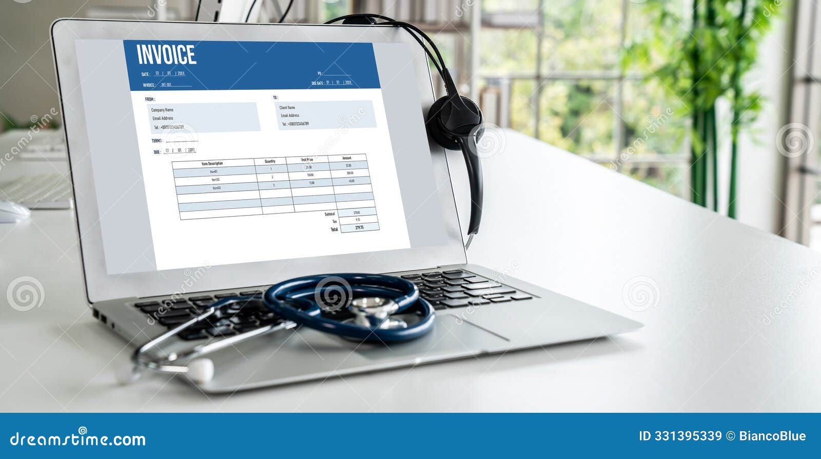 Invoice on Computer Screen from Accounting Application. Snugly. Stock ...