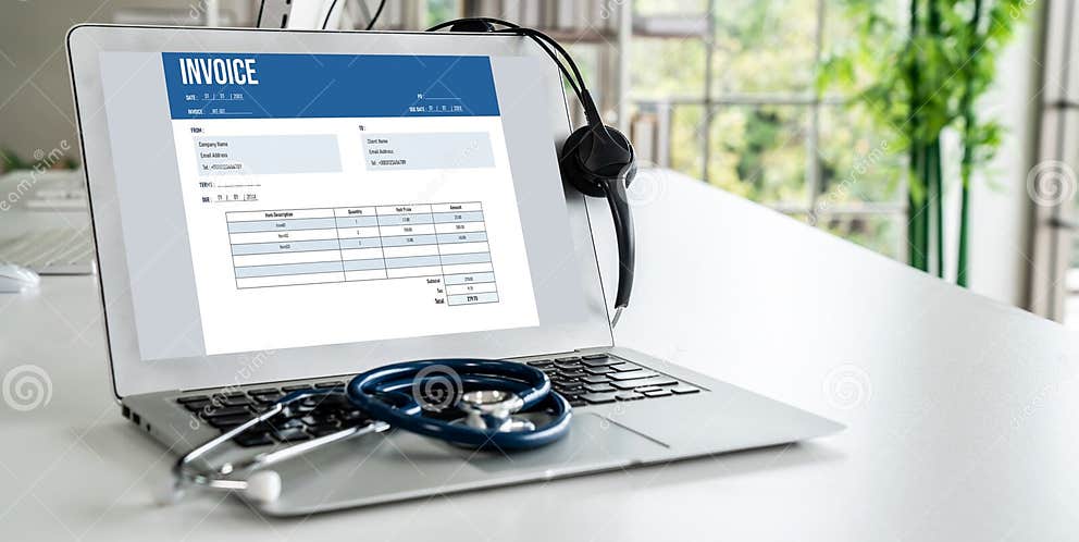 Invoice on Computer Screen from Accounting Application. Snugly. Stock ...