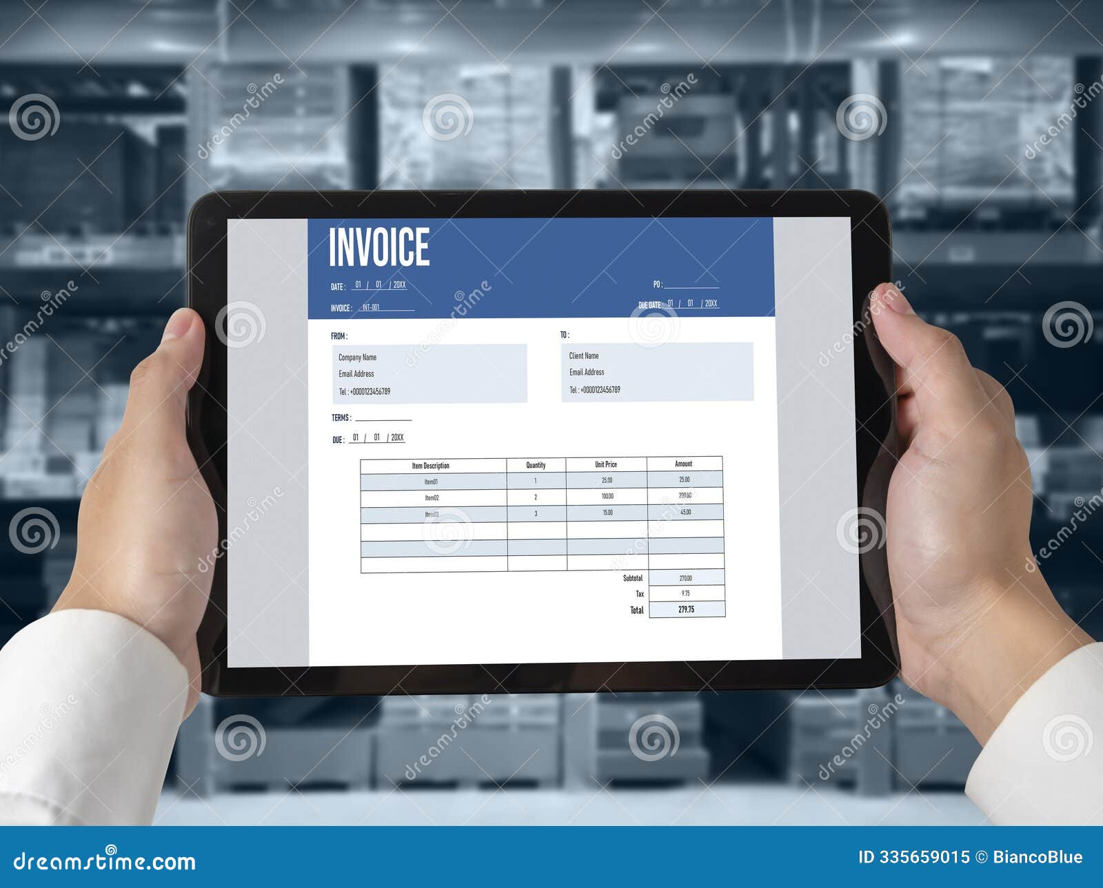 Invoice on Computer Screen from Accounting Application. Snugly. Stock ...