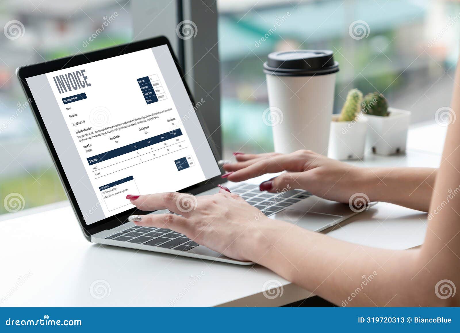 Invoice on Computer Screen from Accounting Application. Snugly. Stock ...