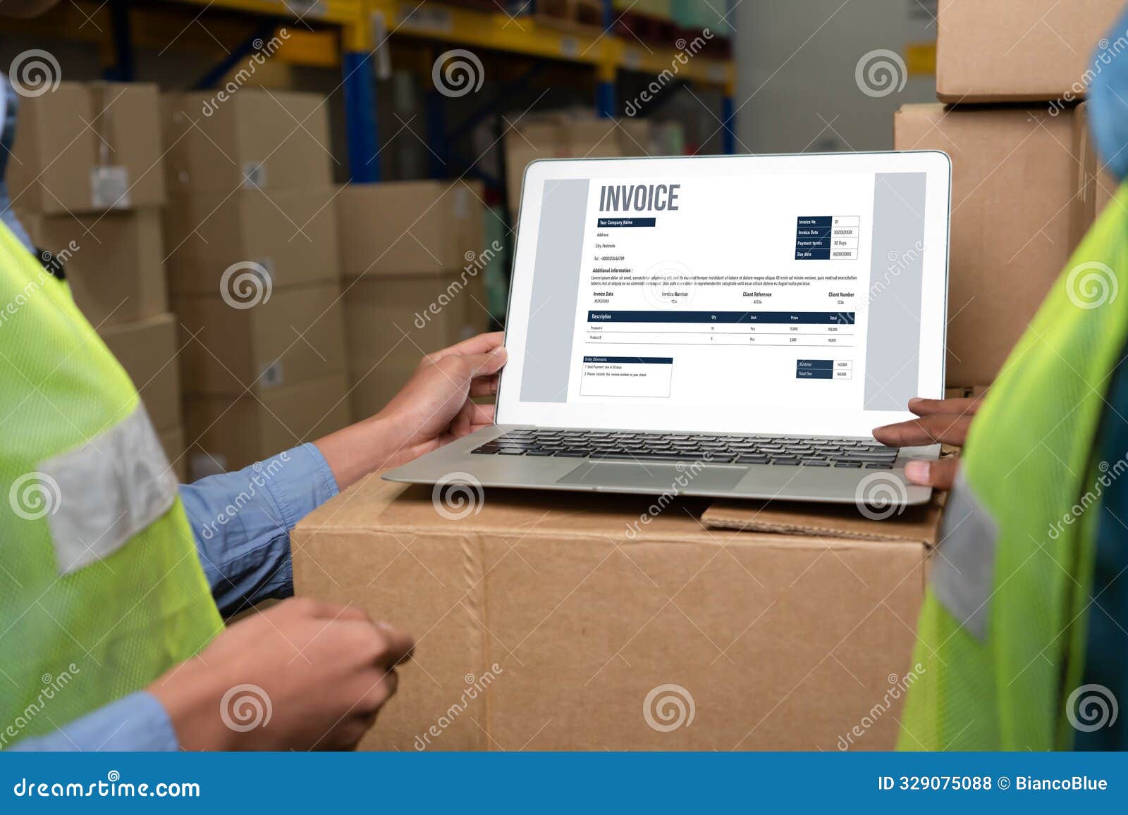 Invoice on Computer Screen from Accounting Application. Snugly. Stock ...