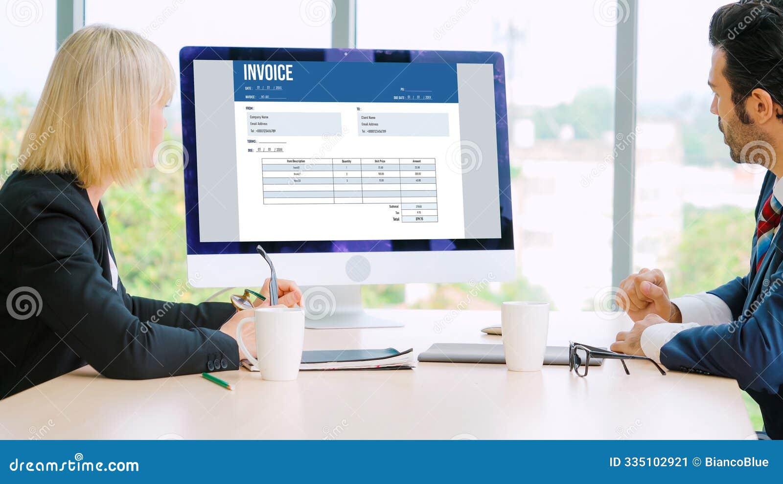 Invoice on Computer Screen from Accounting Application. Snugly. Stock ...
