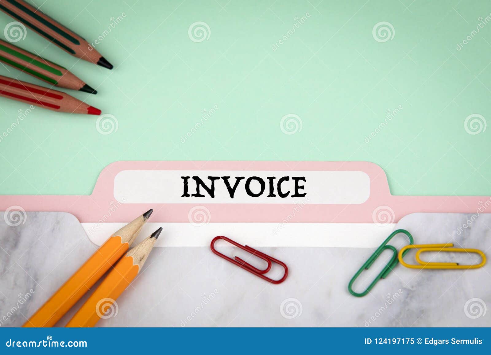 Invoice Concept. Folder Register on Office Table Stock Image - Image of ...