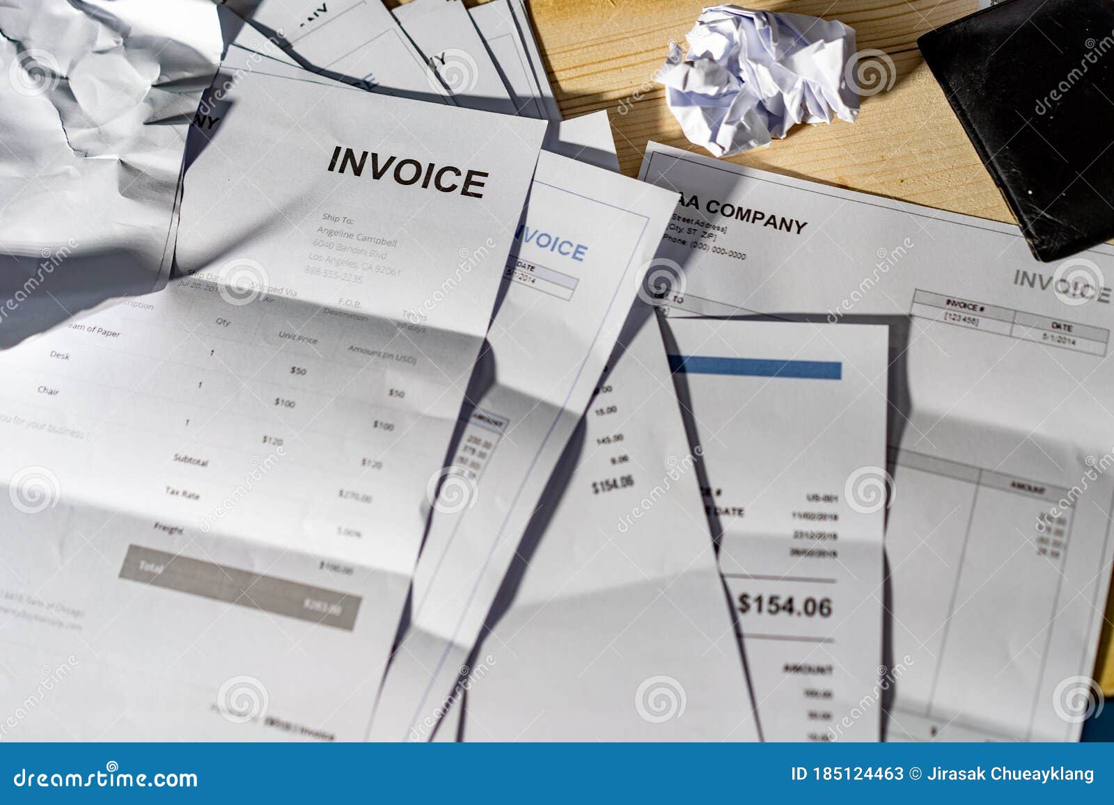 Invoice is Crumpled on the Table Stock Image - Image of information ...