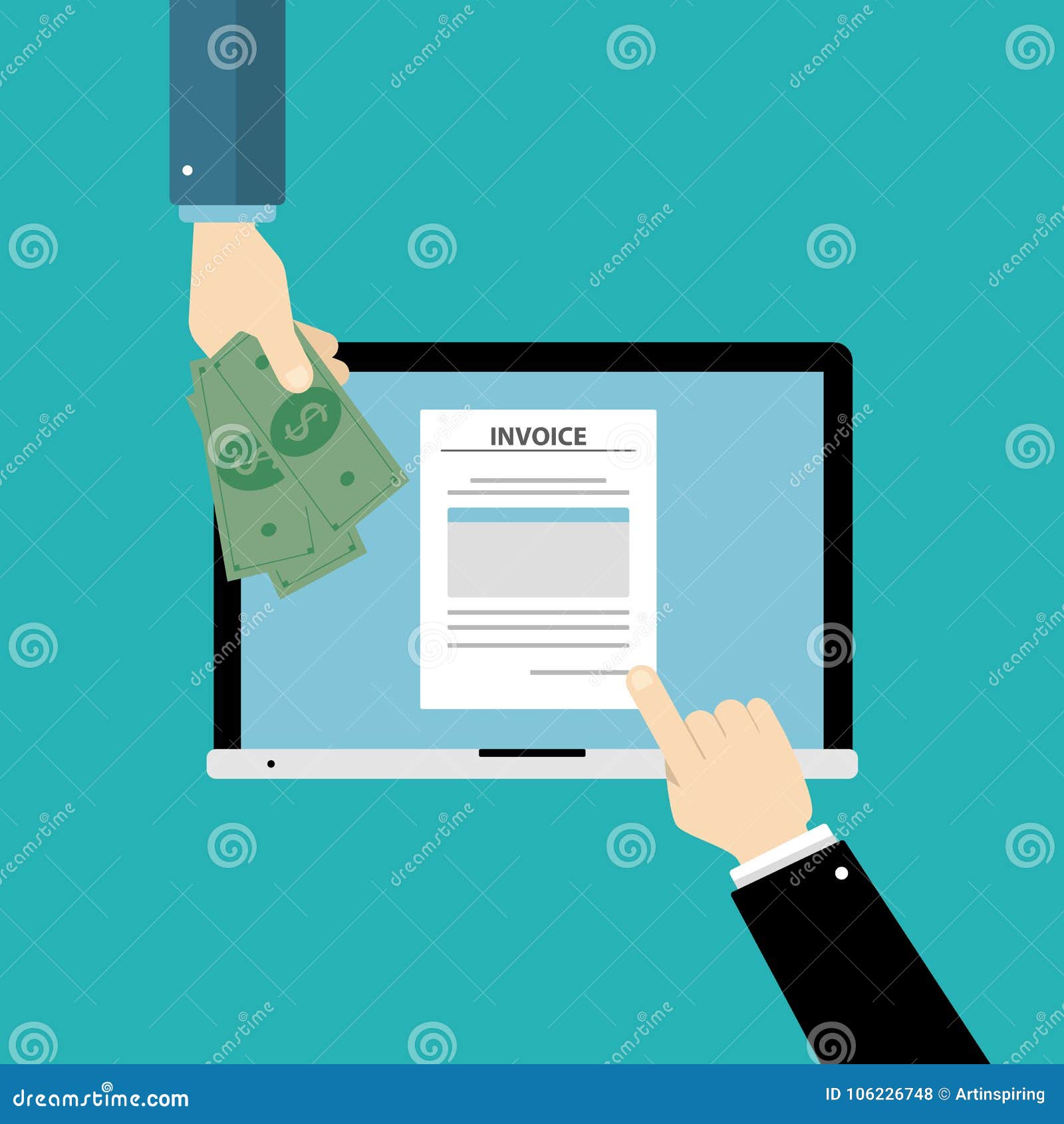 Invoice desk top. stock vector. Illustration of papers - 106226748