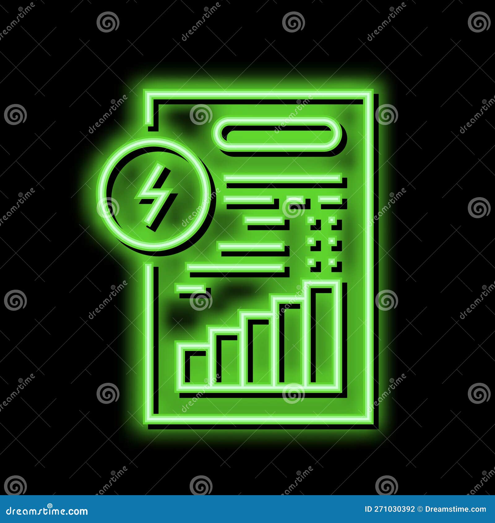 Invoice Document of Energy Saving Neon Glow Icon Illustration Stock ...