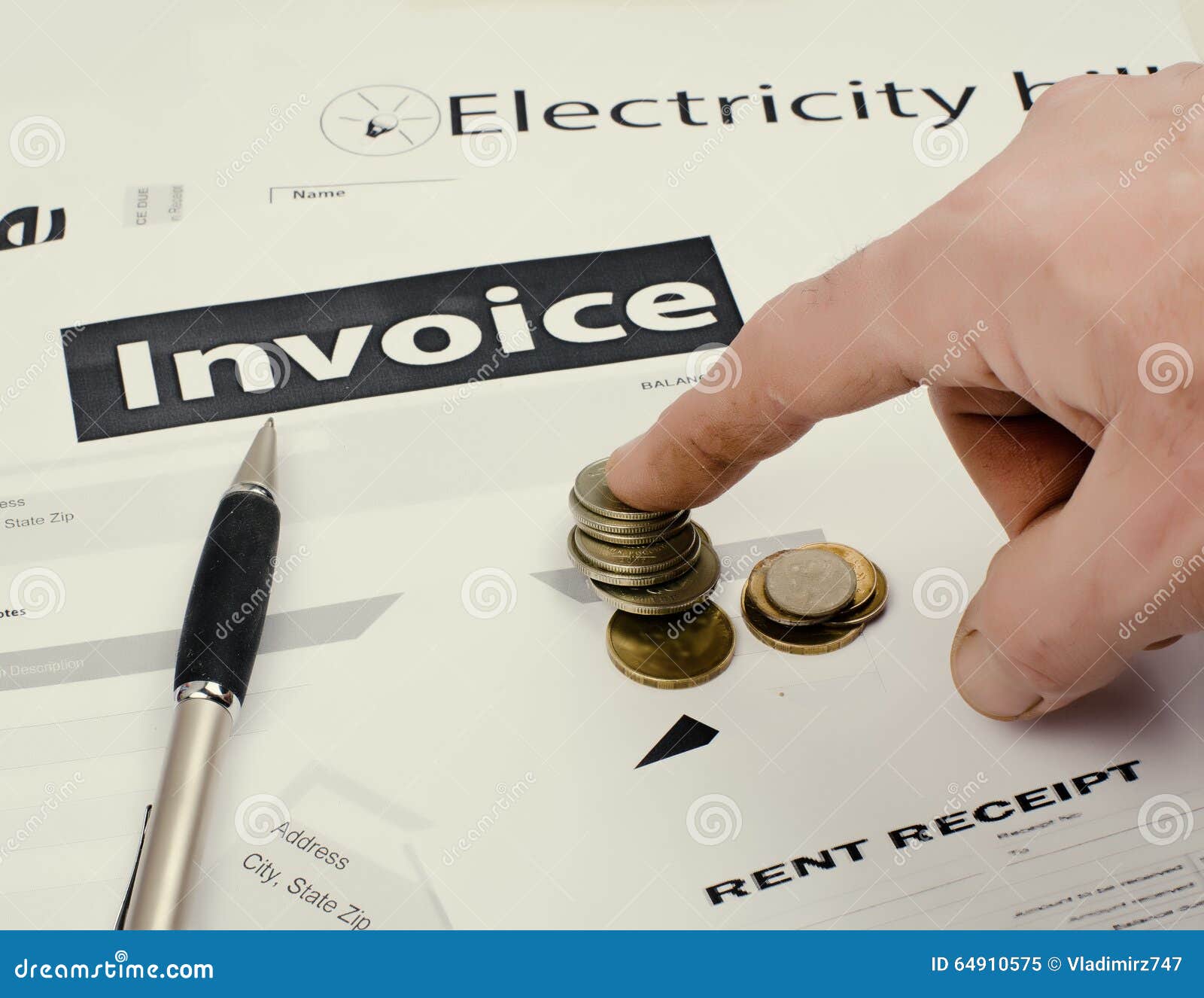 Invoice Forms on a Light Table Stock Image - Image of addition ...