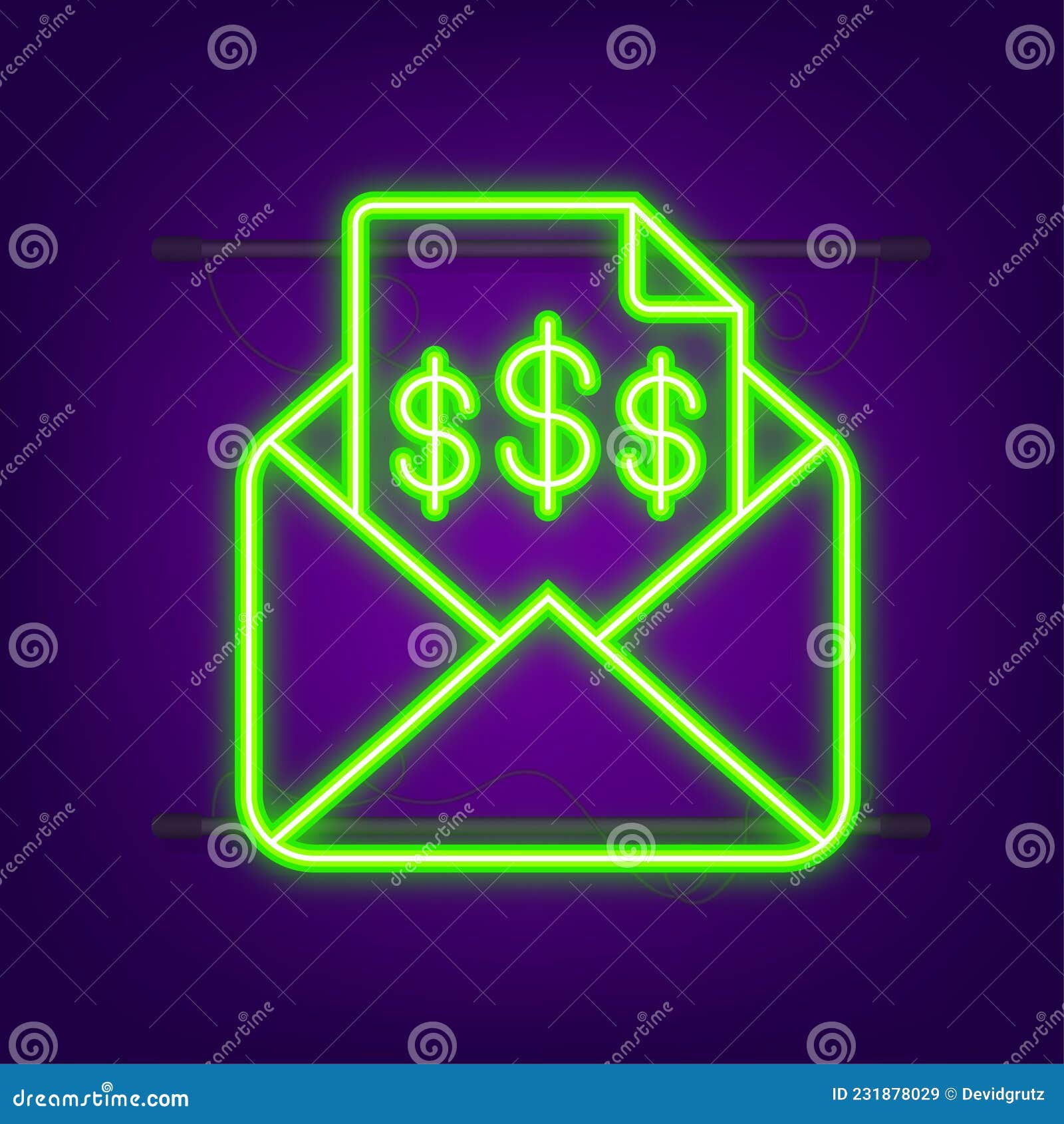 Invoice Icon , Email Message Received with Bill Document, Flat Style ...