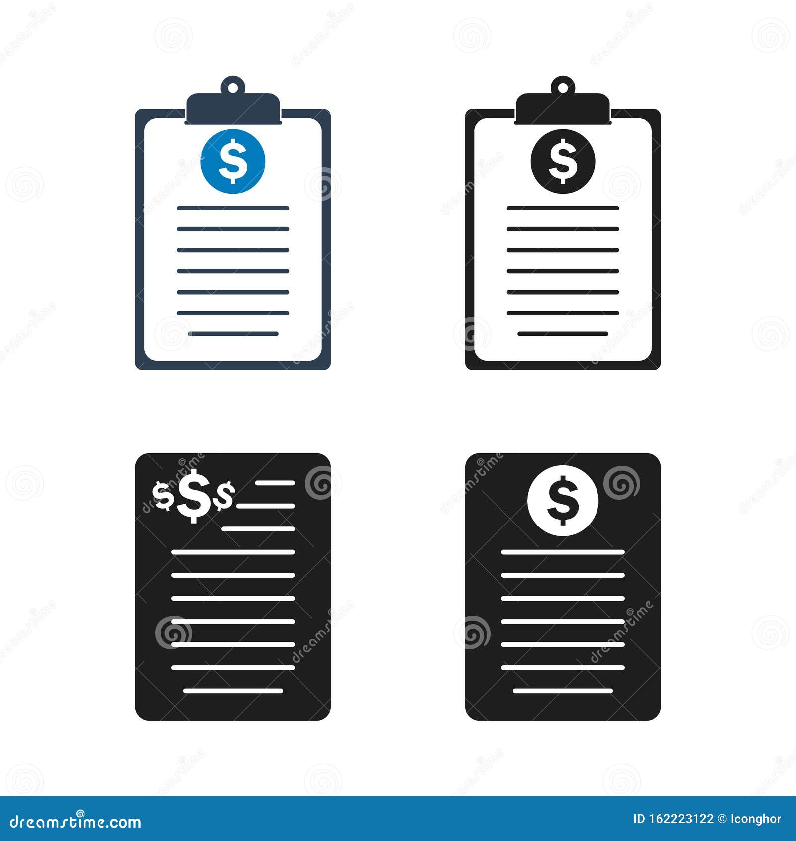 Invoice Icon Set. stock vector. Illustration of money - 162223122