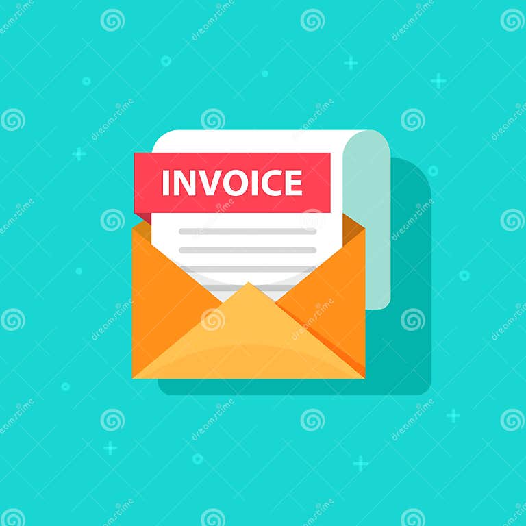 Invoice Icon Vector, Email Message Received with Bill Document Stock ...