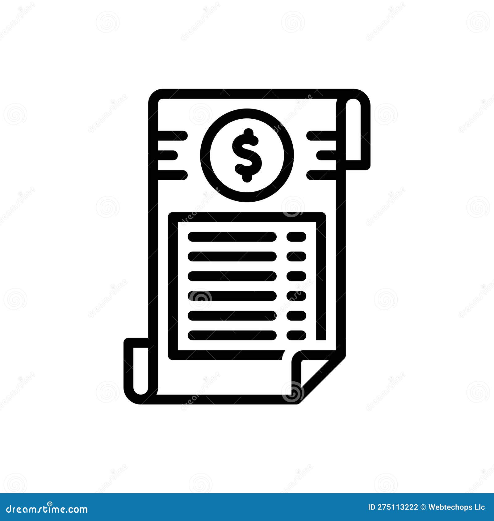 Black Line Icon for Invoice, Waybill and Receipt Stock Vector ...