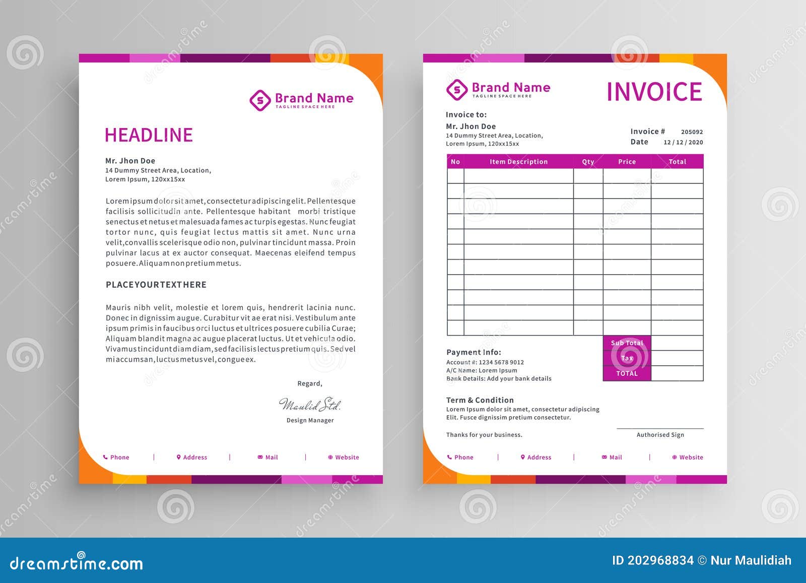 Invoice and Letterhead Template Stock Illustration - Illustration of ...