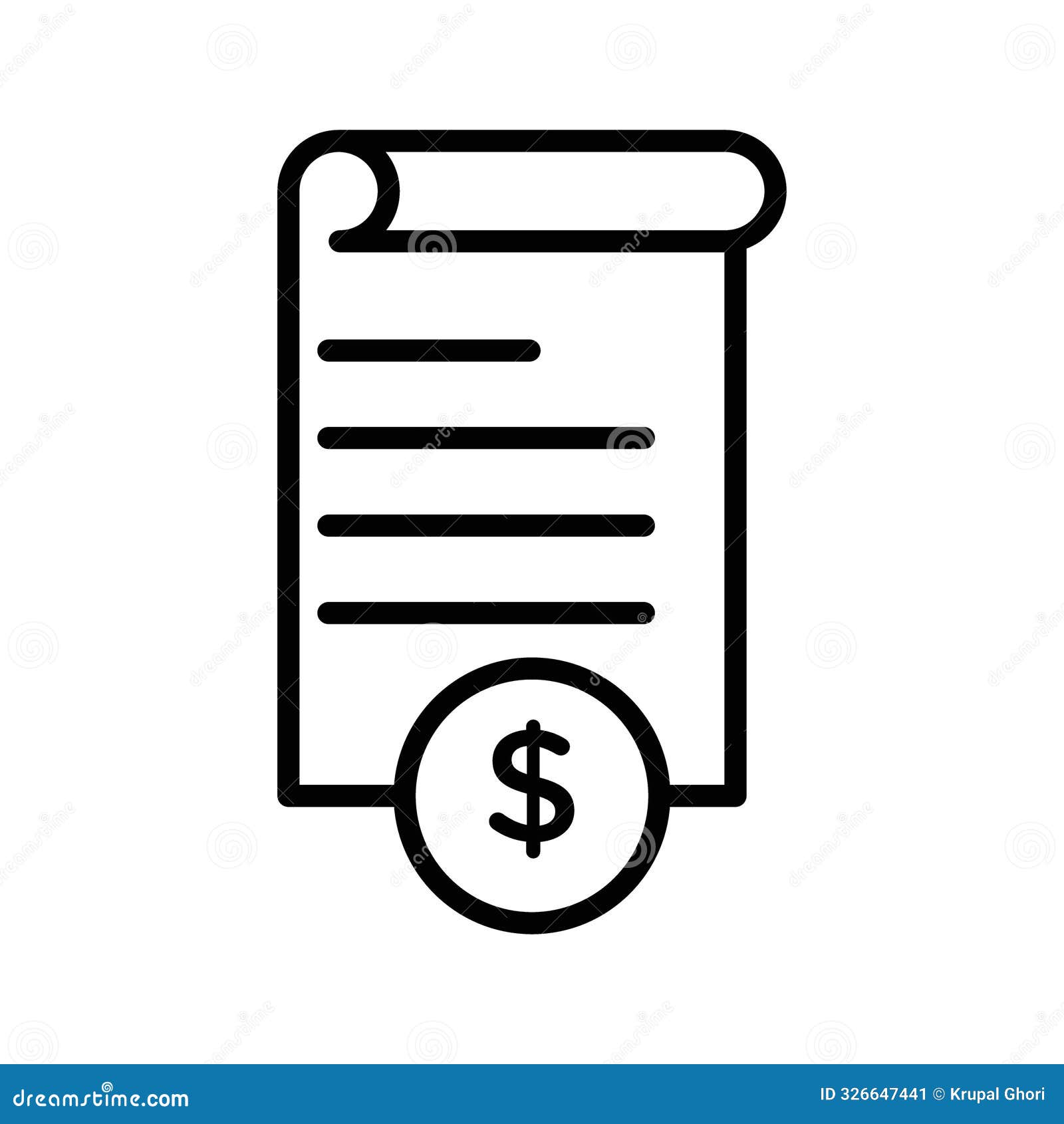 Invoice Linear Logo Mark in Black and White Stock Vector - Illustration ...
