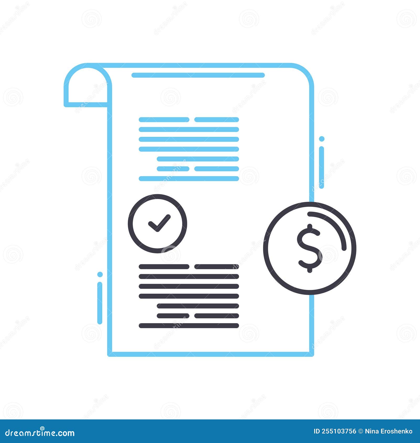 Invoice Notification Line Icon, Outline Symbol, Vector Illustration ...