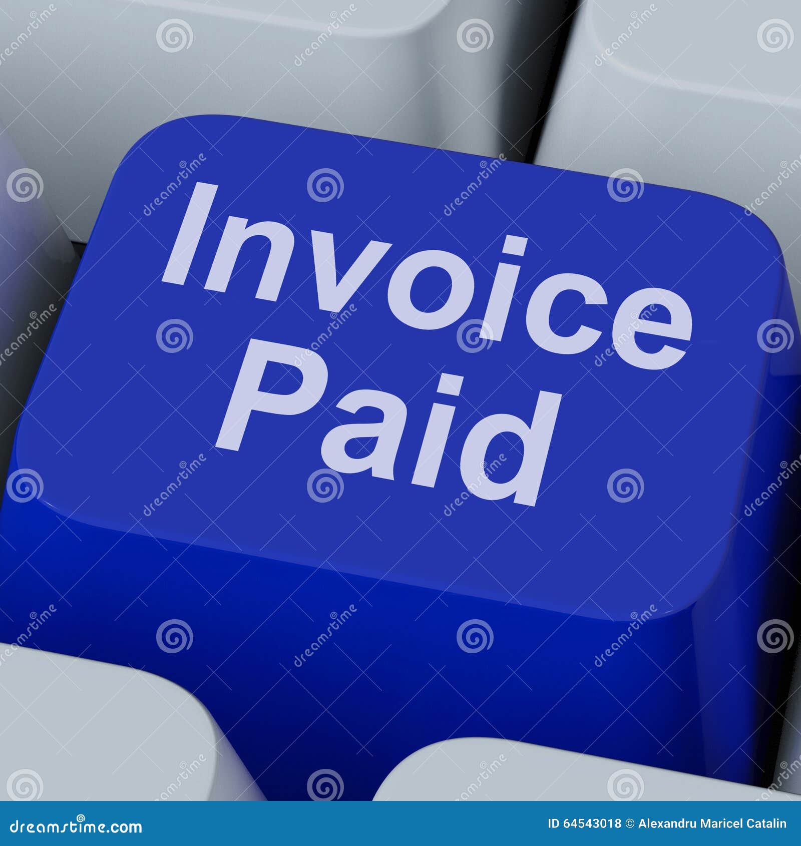 Invoice Paid Key Shows Bill Payment Made Stock Photo - Image of ...