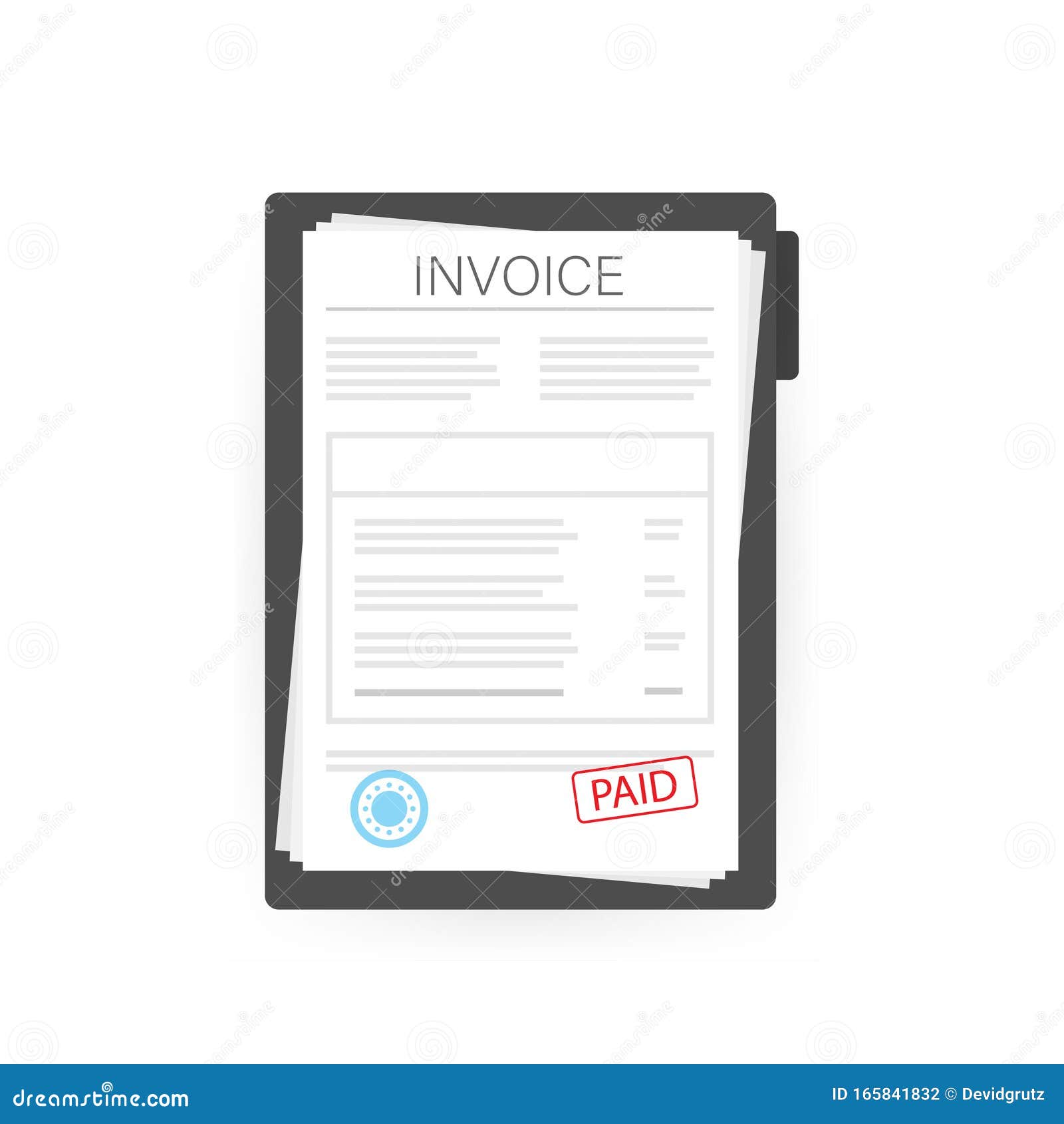 Invoice Paid Stamp Shows Payment Of Bills Stock Photo | CartoonDealer ...
