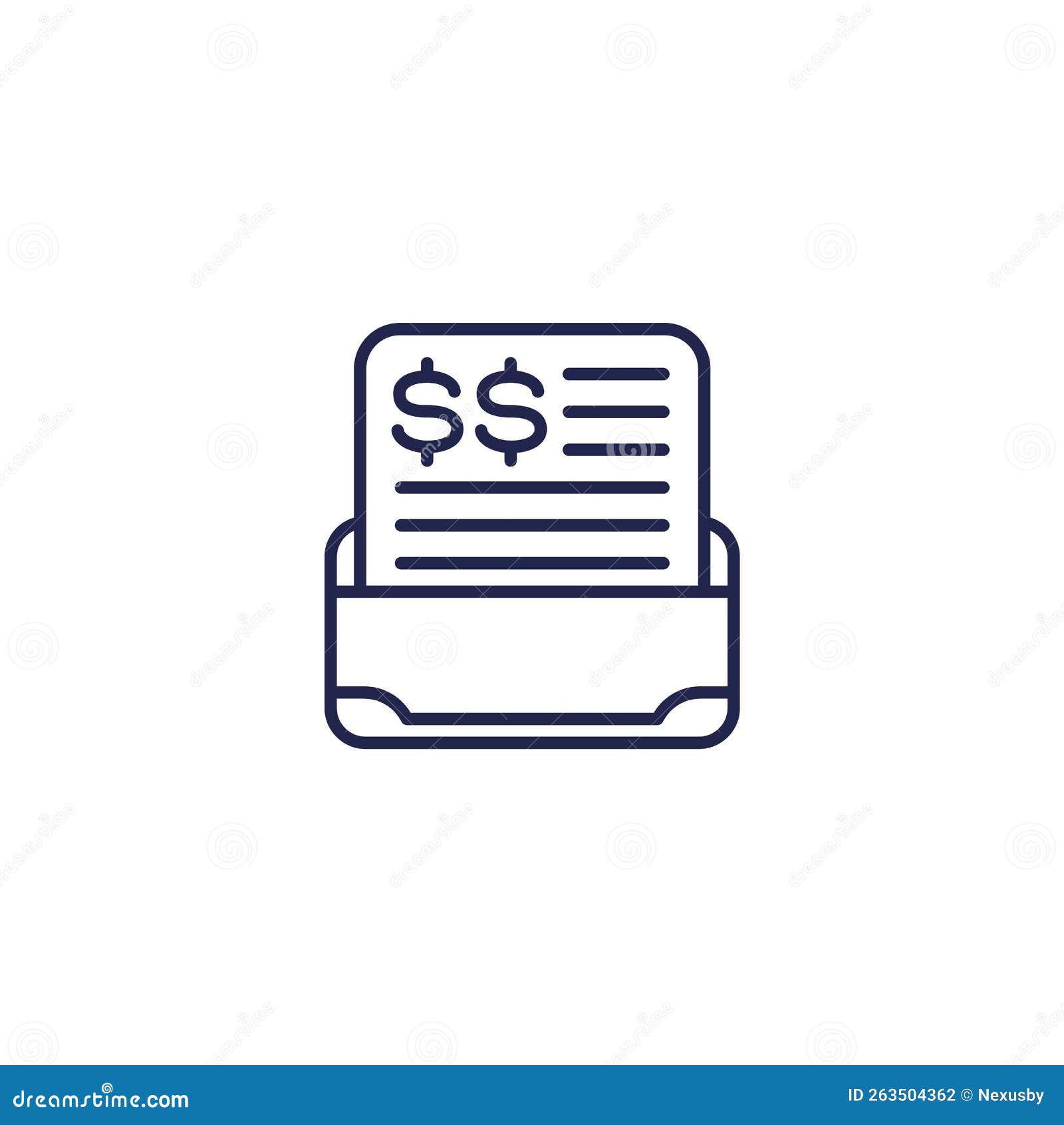 Invoice or Paycheck Line Icon Stock Vector - Illustration of payroll ...