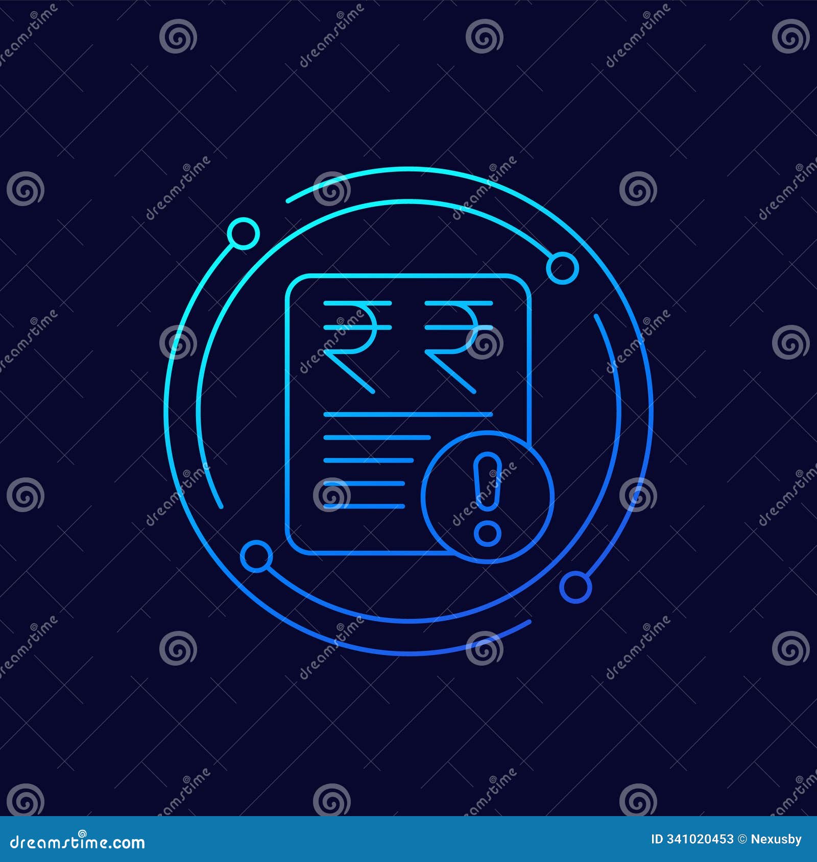 Invoice Payment Error Icon with a Rupee, Linear Stock Illustration ...