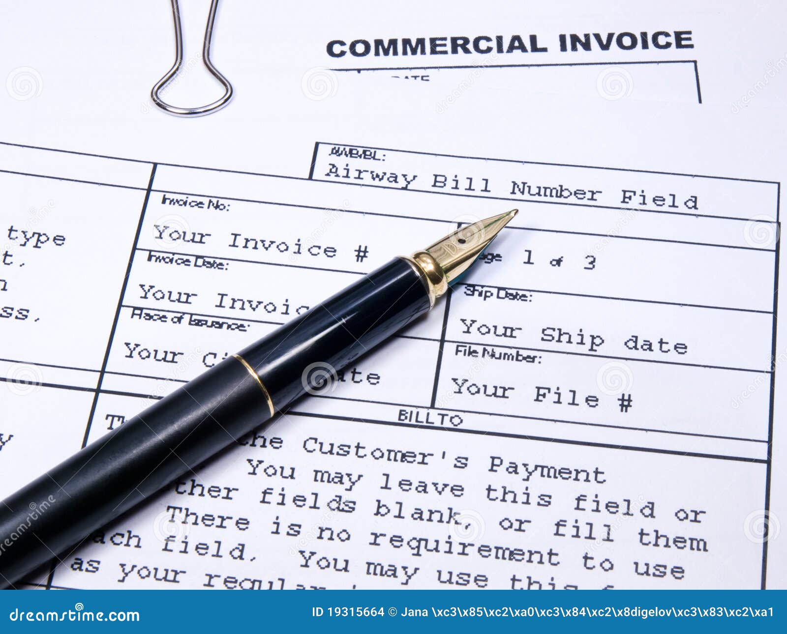 Invoice with pen stock photo. Image of invoice, budget - 19315664