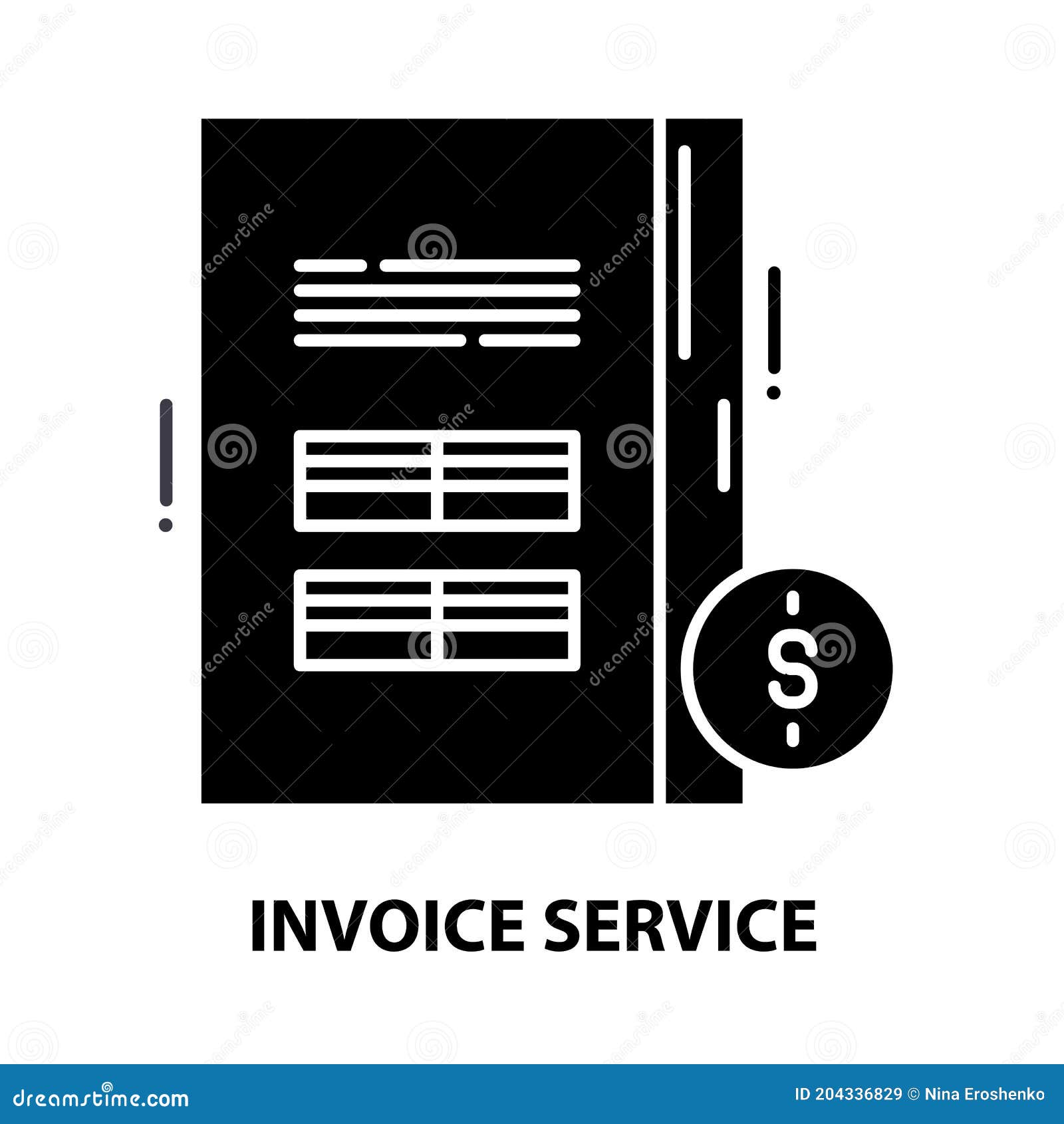 Invoice Service Icon, Black Vector Sign with Editable Strokes, Concept ...