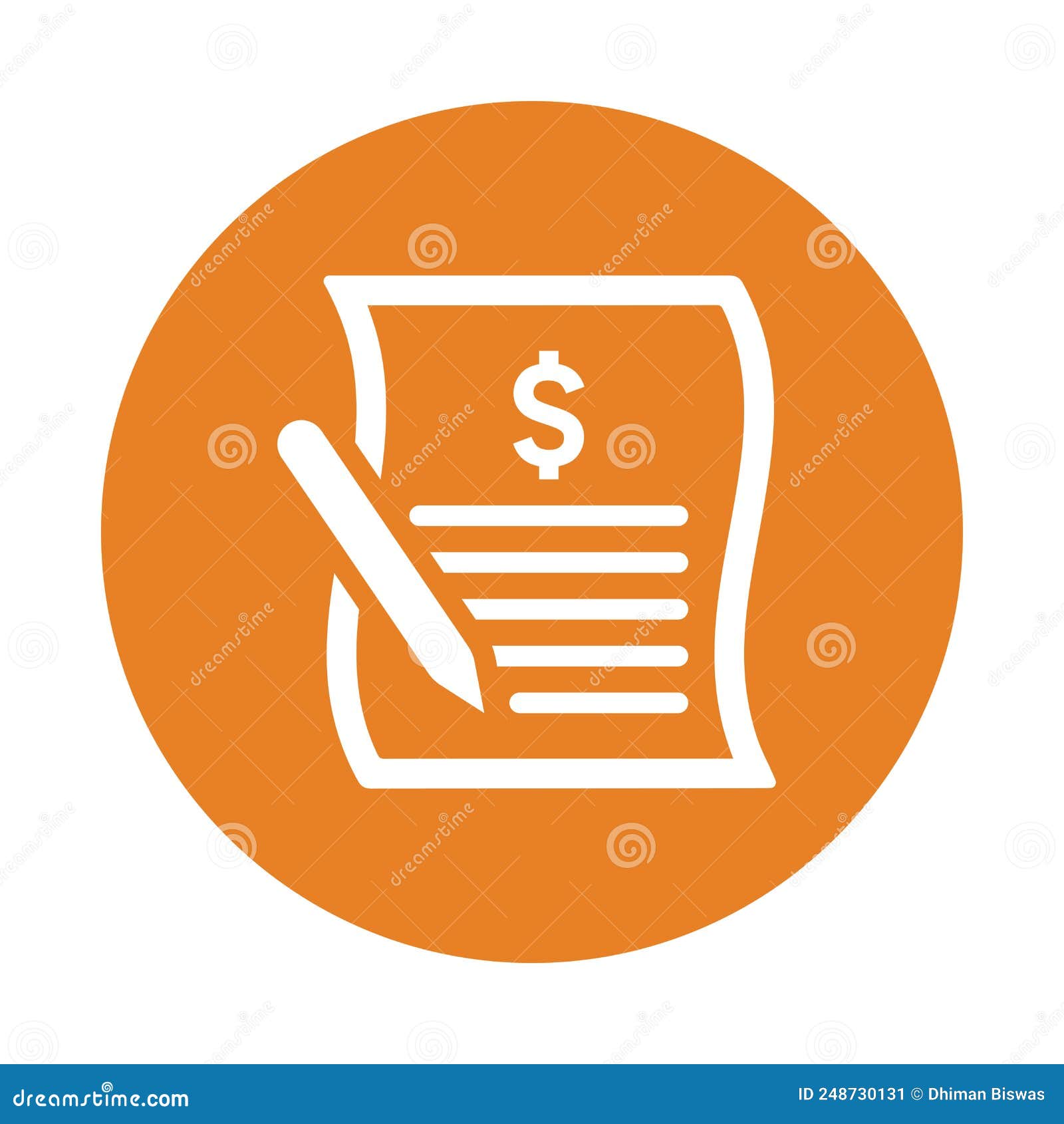 Invoice, Sheet Icon. Orange Color Vector EPS Stock Illustration ...