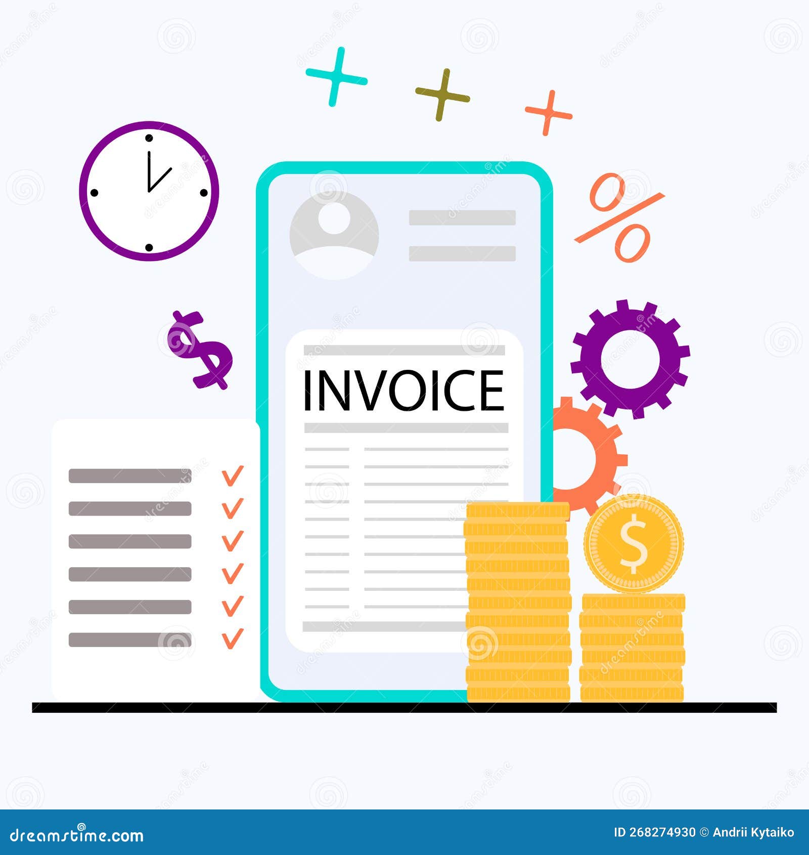 Invoice in Smartphone, Smart Pay Using Internet Banking Stock Vector ...