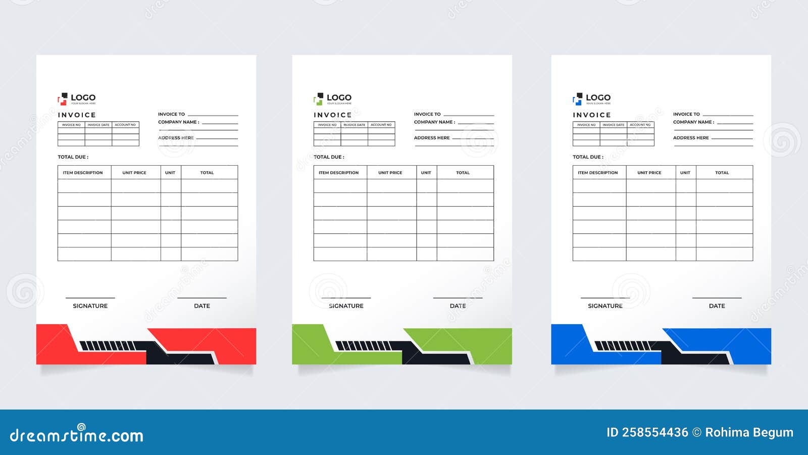 Invoice Template. Bill with Price Table Stock Vector - Illustration of ...