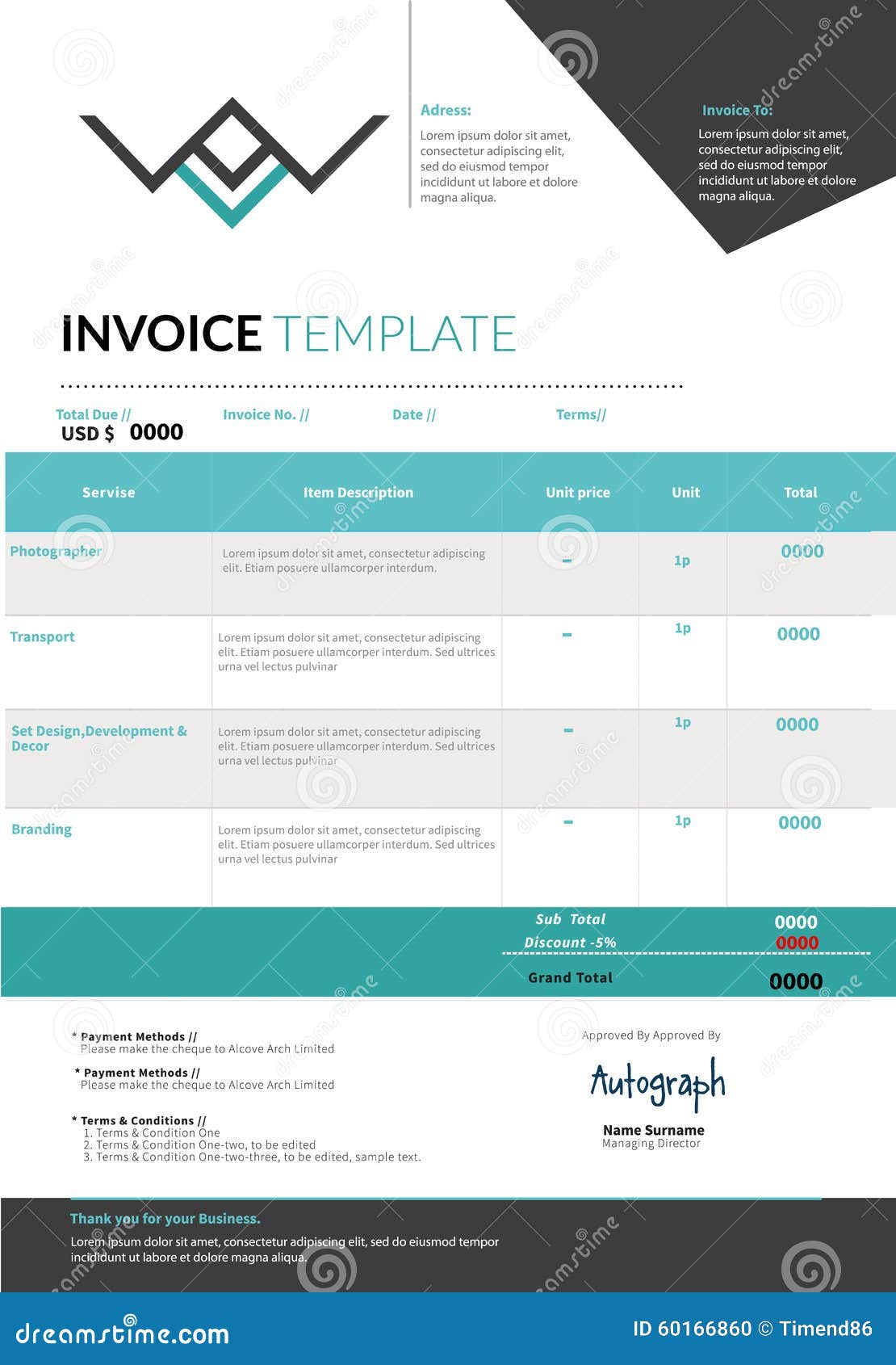 Invoice Template. Bill Receipt Design, Quotation Invoicing And Sale ...