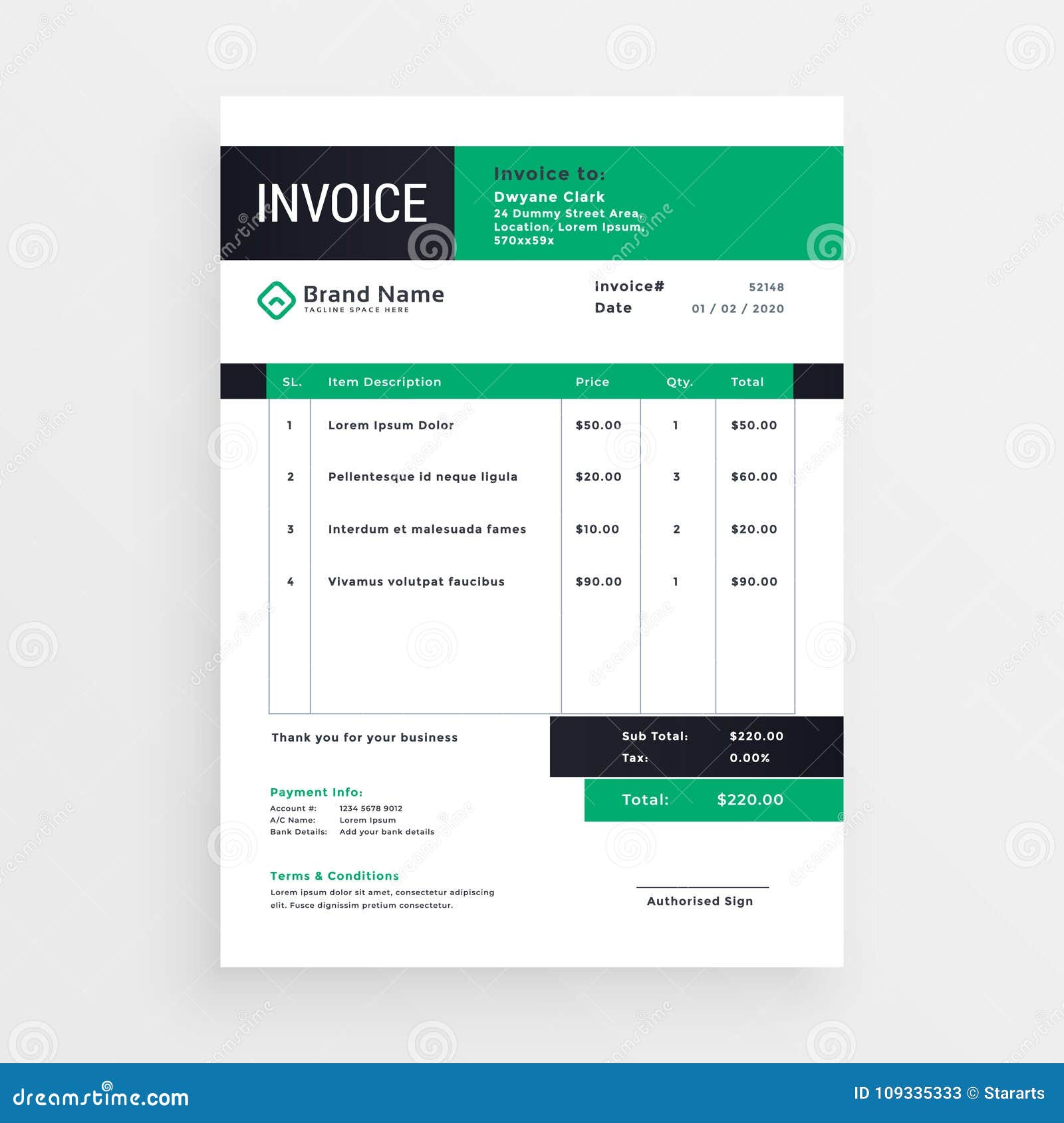 Invoice Template Layout Design Vector Stock Vector - Illustration of ...