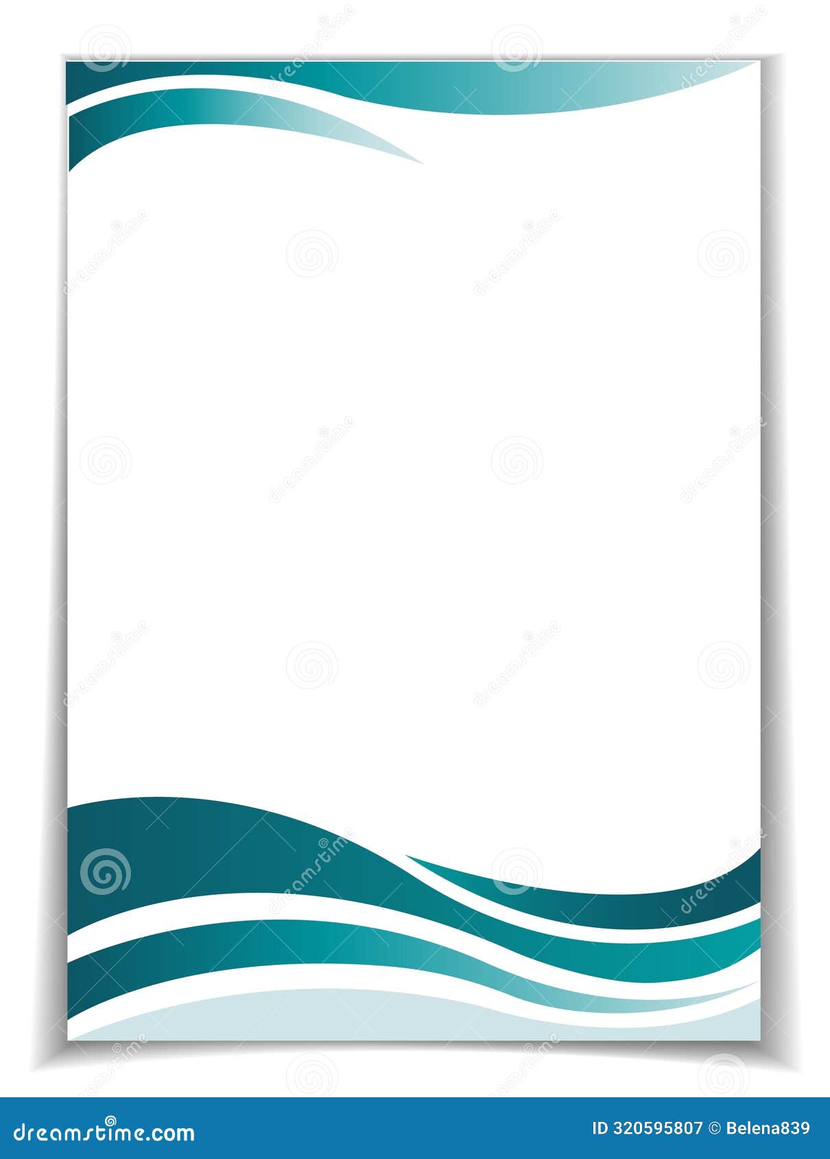 A4 Invoice Template with Minimalist Design. Border Gradient Blue Wave ...
