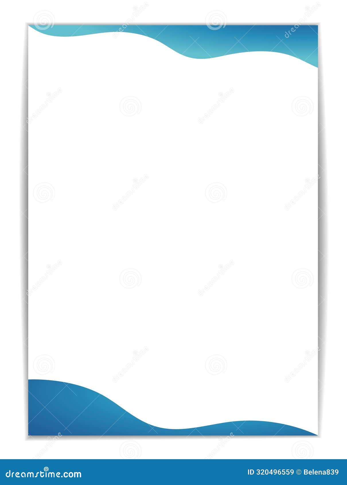 A4 Invoice Template with Minimalist Design. Border Gradient Blue Wave ...