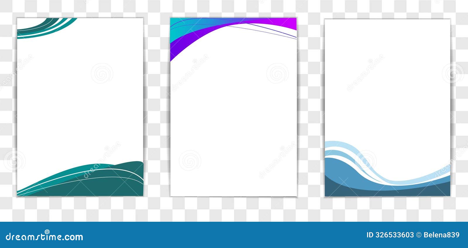 A4 Invoice Template Set, Minimalist Design. Border Gradient Blue and ...