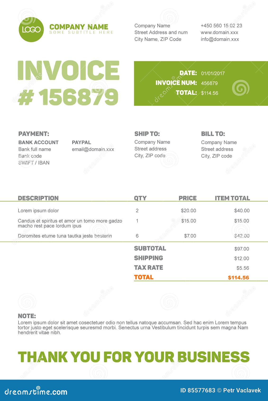 Invoice Template Cartoon Vector | CartoonDealer.com #85577683