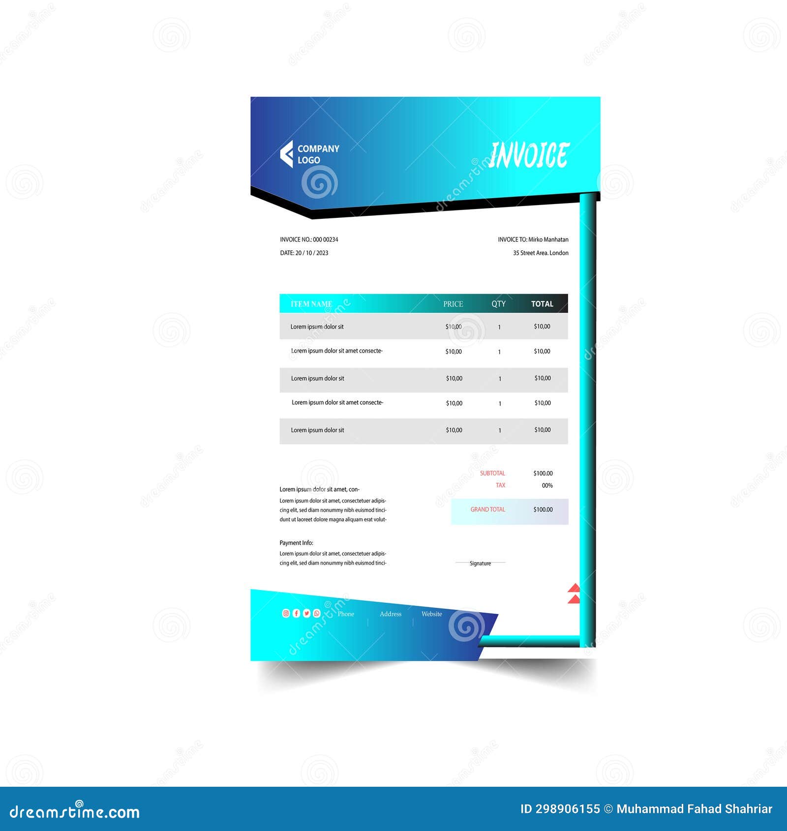 Invoice unique Design stock image. Image of drawing - 298906155