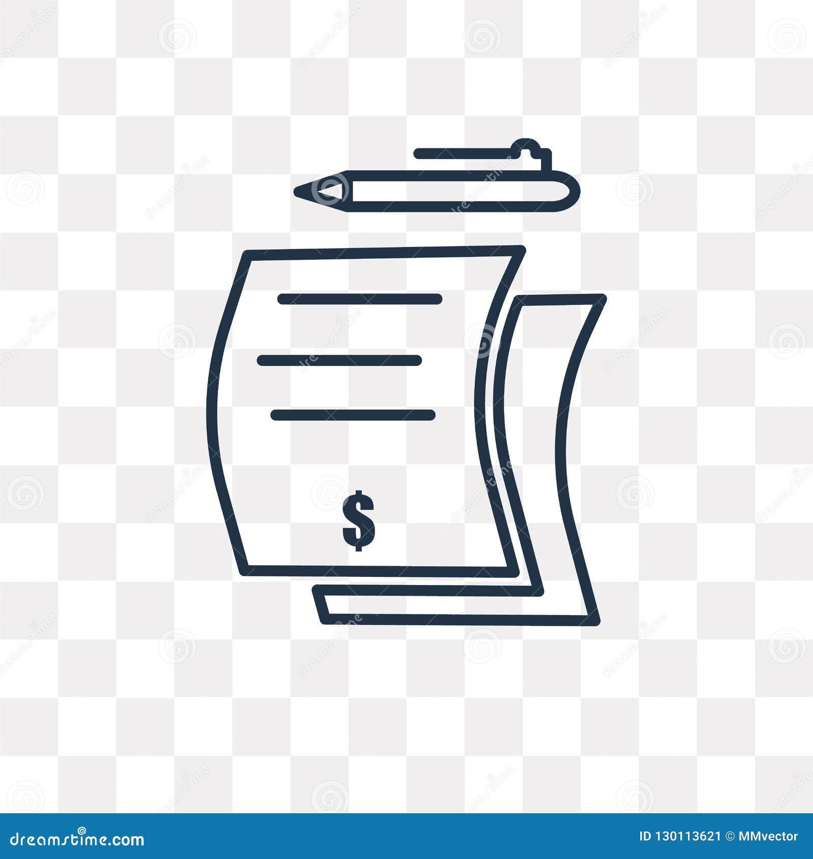 Invoice Vector Icon Isolated on Transparent Background, Linear I Stock ...