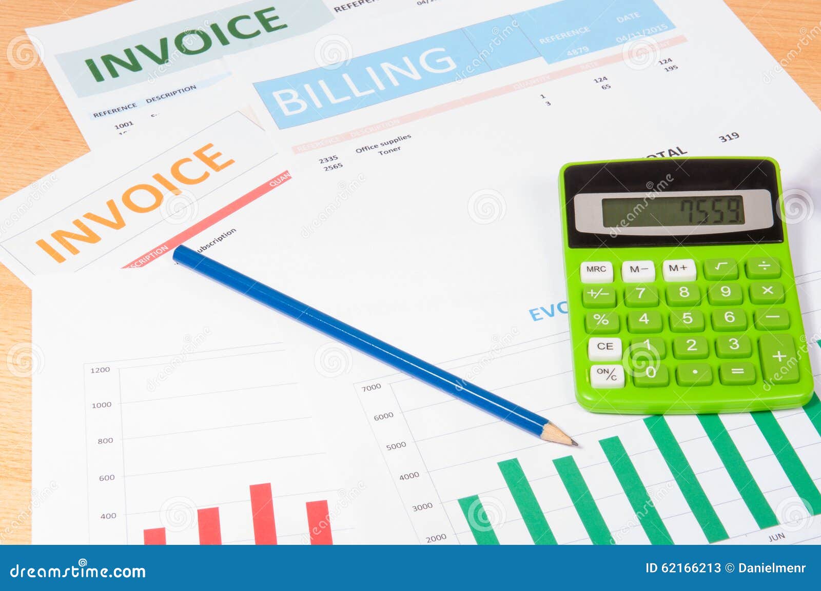 Invoices with calculator stock image. Image of earnings - 62166213