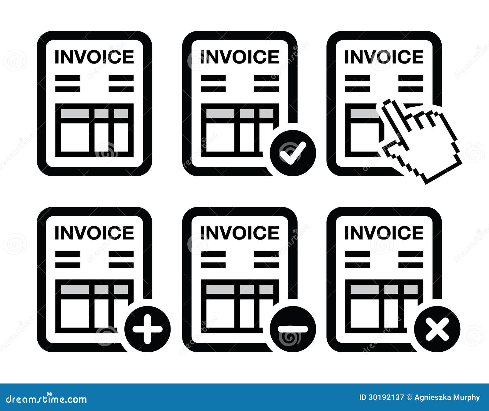 Invoice, finance icons set stock illustration. Illustration of black ...