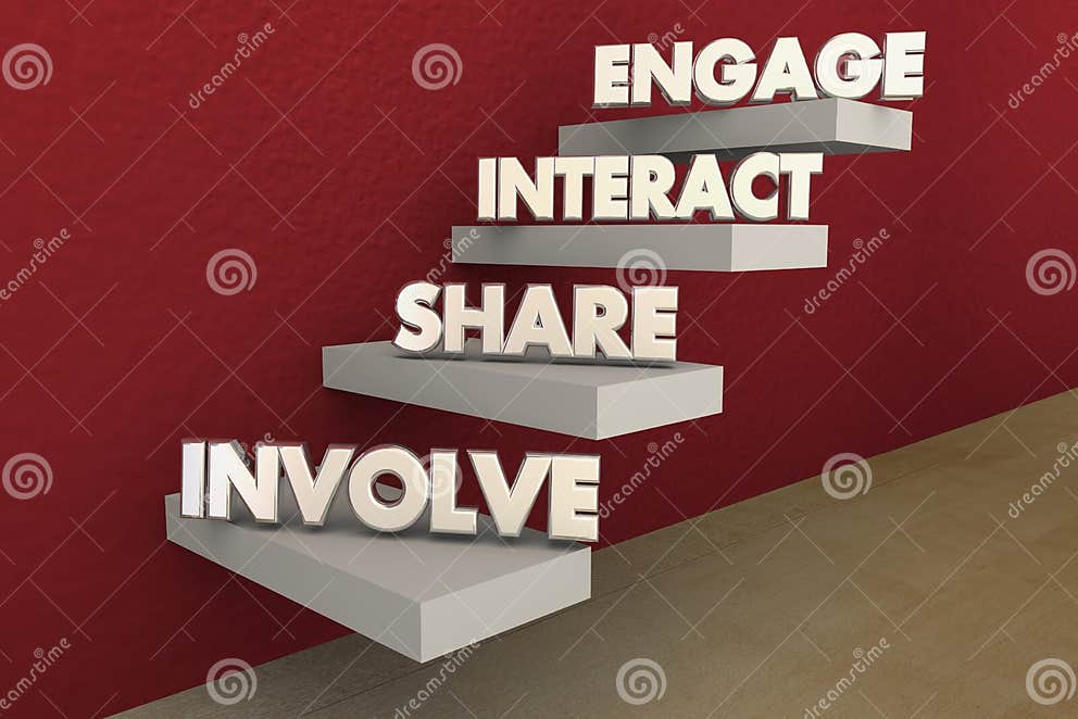 Involve Share Interact Engage Steps Stock Illustration - Illustration ...