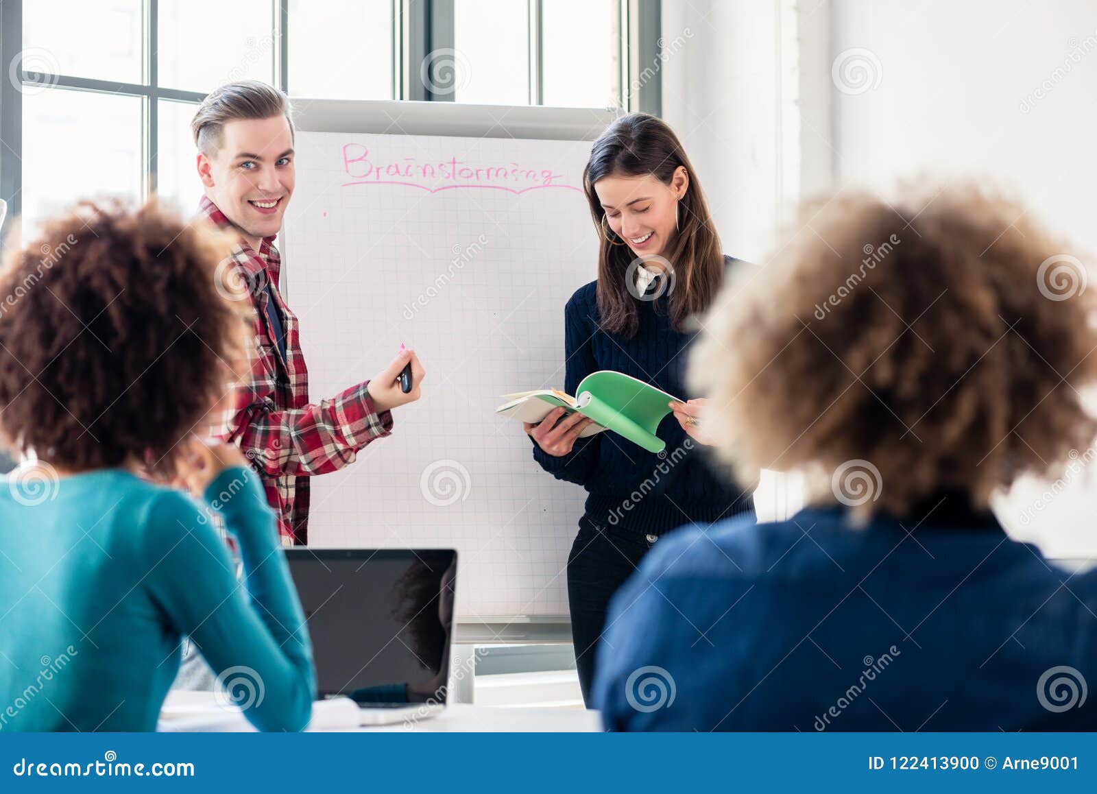 Students Sharing Ideas and Opinions while Brainstorming during Class ...
