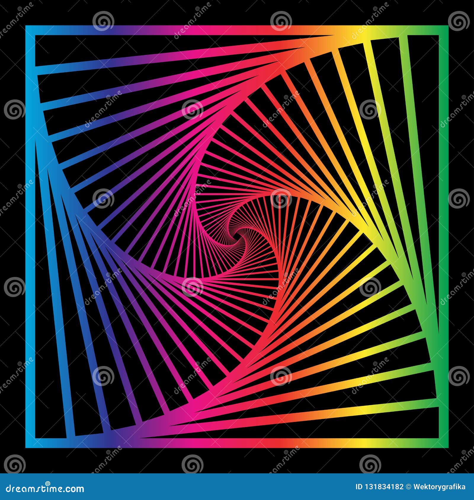Inward Concentric Rotating, Spirally Squares Abstract Geometric ...