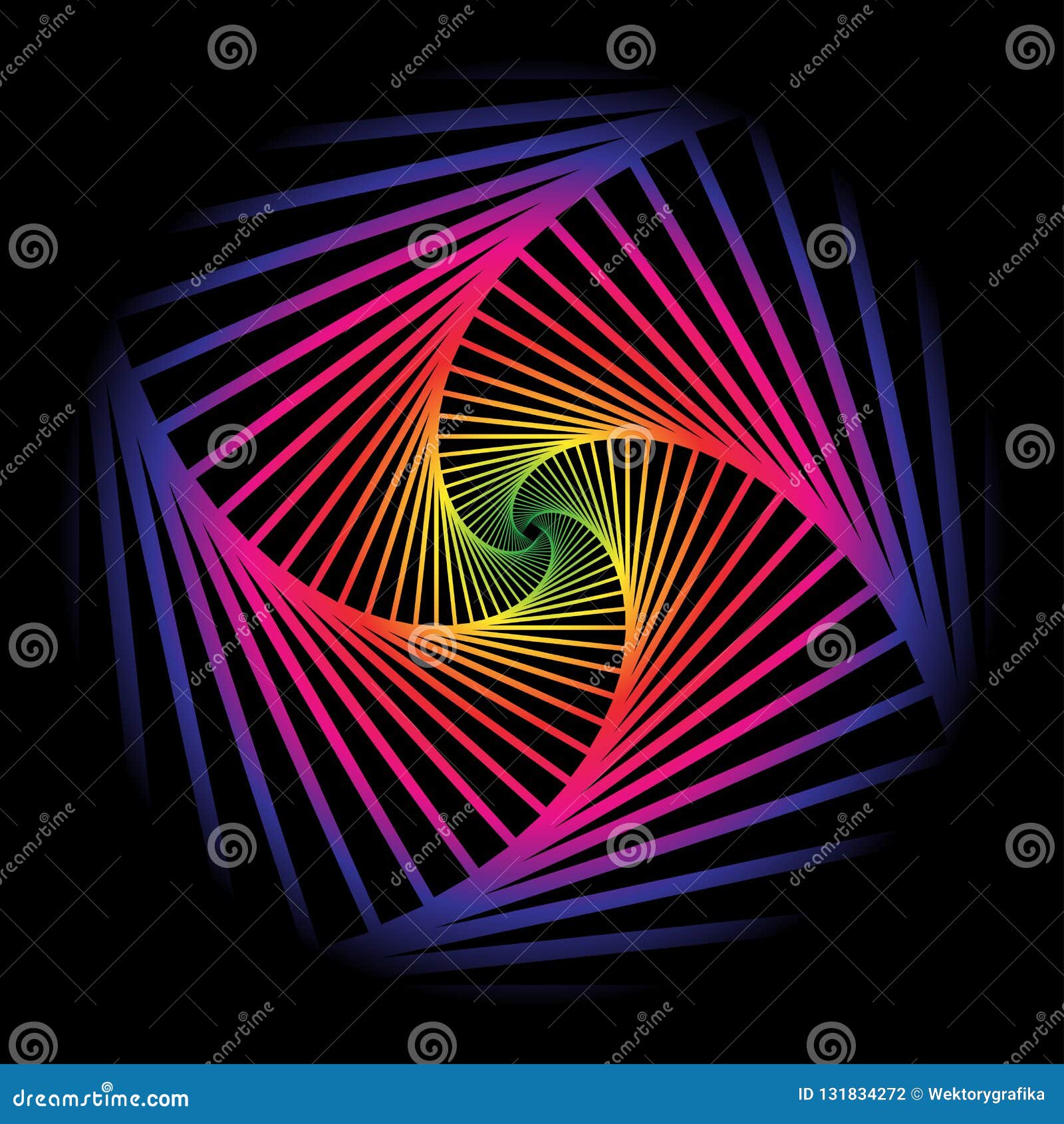 Inward Concentric Rotating, Spirally Squares Abstract Geometric ...